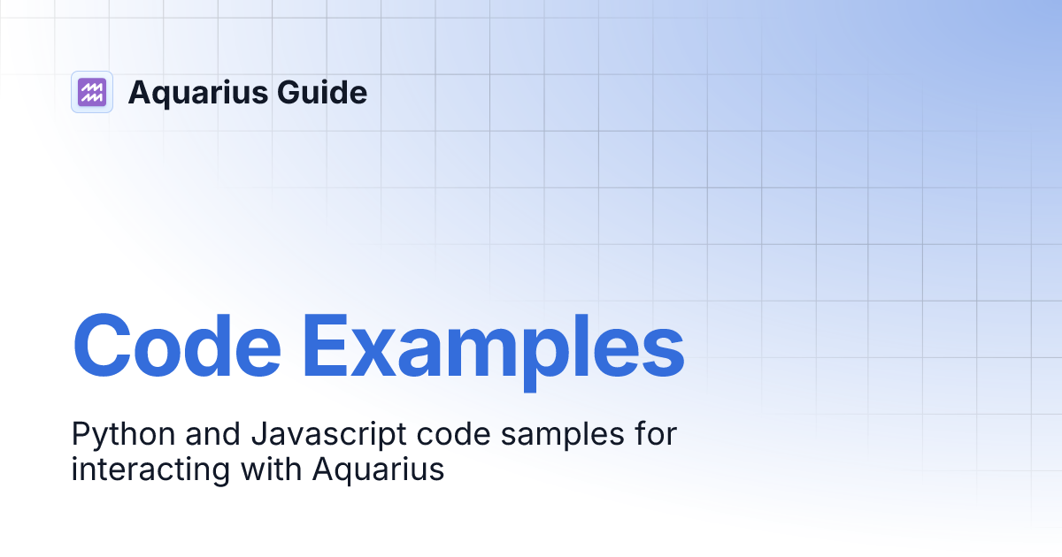 Code Examples | Aquarius Guide